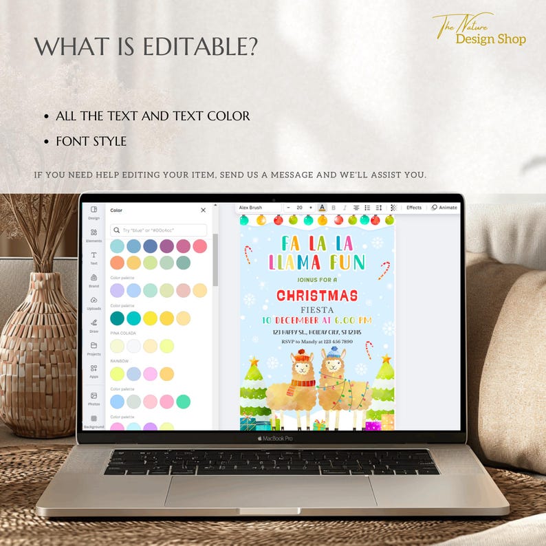 Editable Holiday Llama Invitation Fa La La Fiesta Christmas Party ...