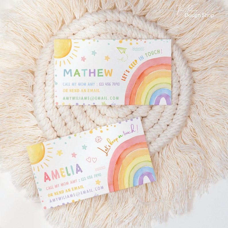 Kids Contact Cards Kids Playdate Cards Kids Keep in Touch for Kids ...