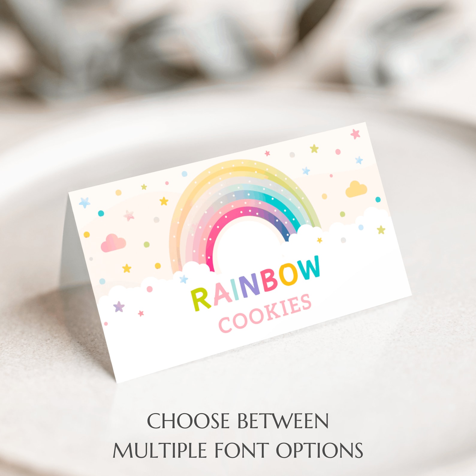 Editable Rainbow Food Label Tent Card Rainbow Name Tag Rainbow Place ...