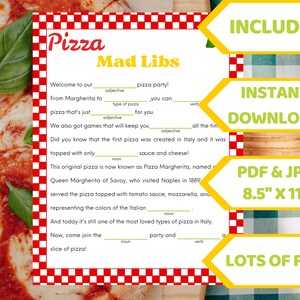 Pizza Party Mad Libs Games Pizza Theme Party Favor Slumber Party Favors ...