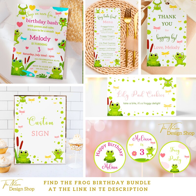 EDITABLE Frog Birthday Custom Sign Frog Birthday Menu Frog Birthday ...
