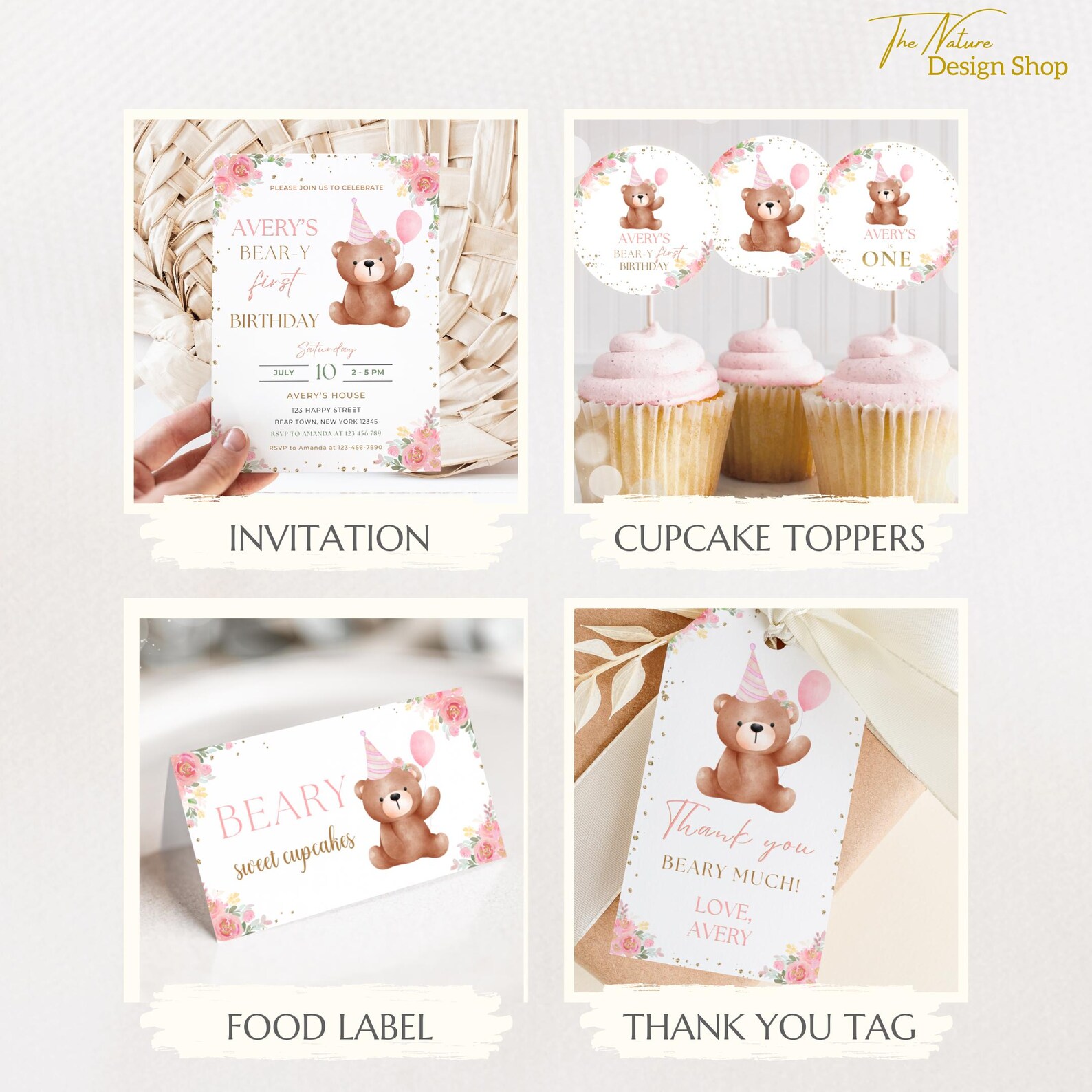 Beary First Birthday Bundle Teddy Bear Birthday Bundle Bear Party Decor ...