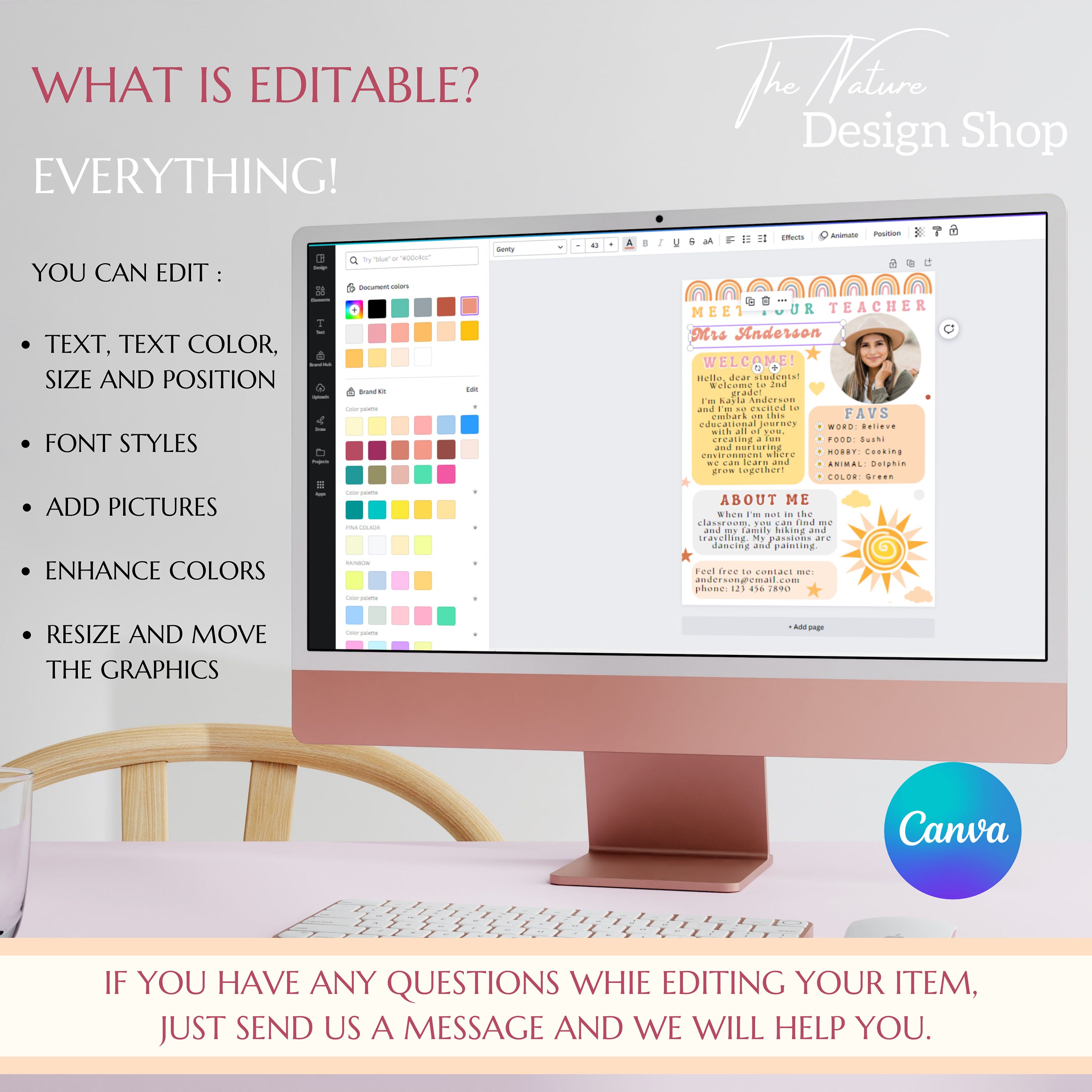 Meet the Teacher Editable Template Teacher Boho Rainbow Teacher Canva ...