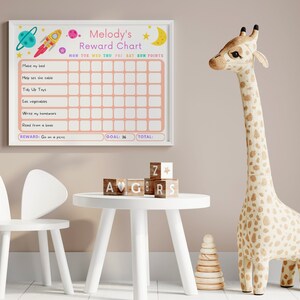 Editable Space Reward Chart Printable Behavior Chart Daily Chore Chart ...