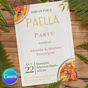 Paella Invitation Paella Party Invitation Paella Party Invite Spanish ...