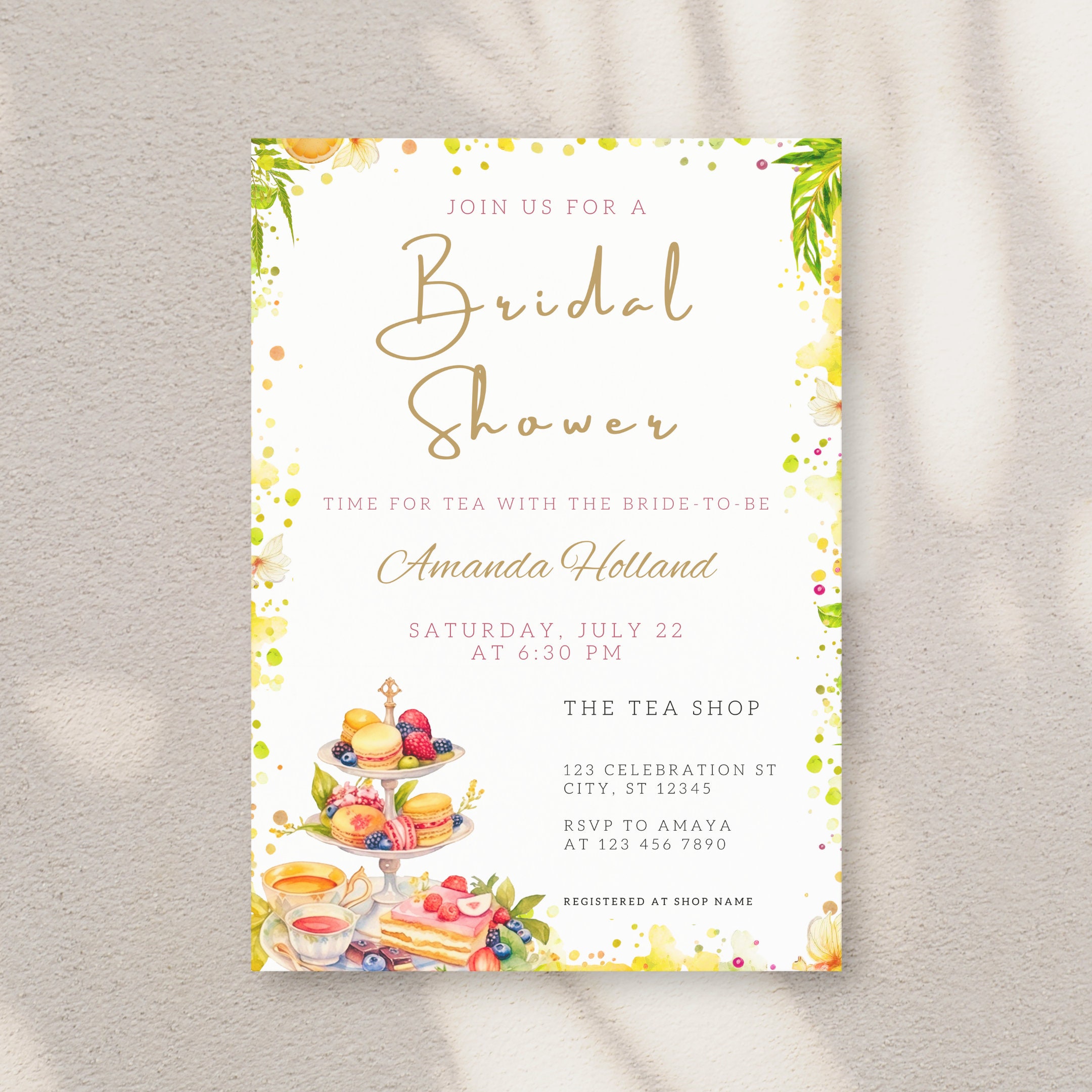 Tea With the Bride to Be Invitations Afternoon Tea Invitations High Tea ...