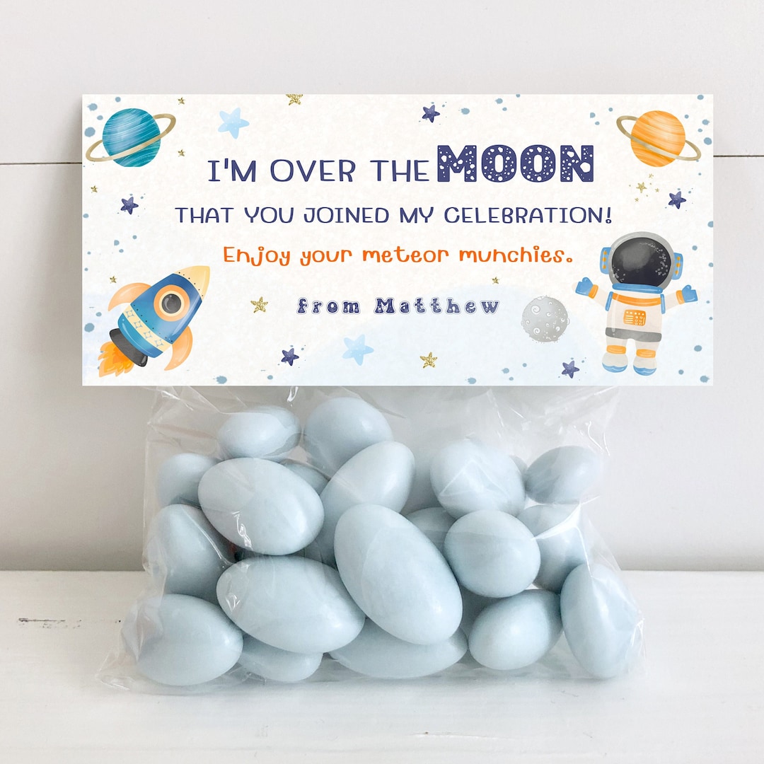 Editable Space Favor Bag Topper Outer Space Favor Label Template ...