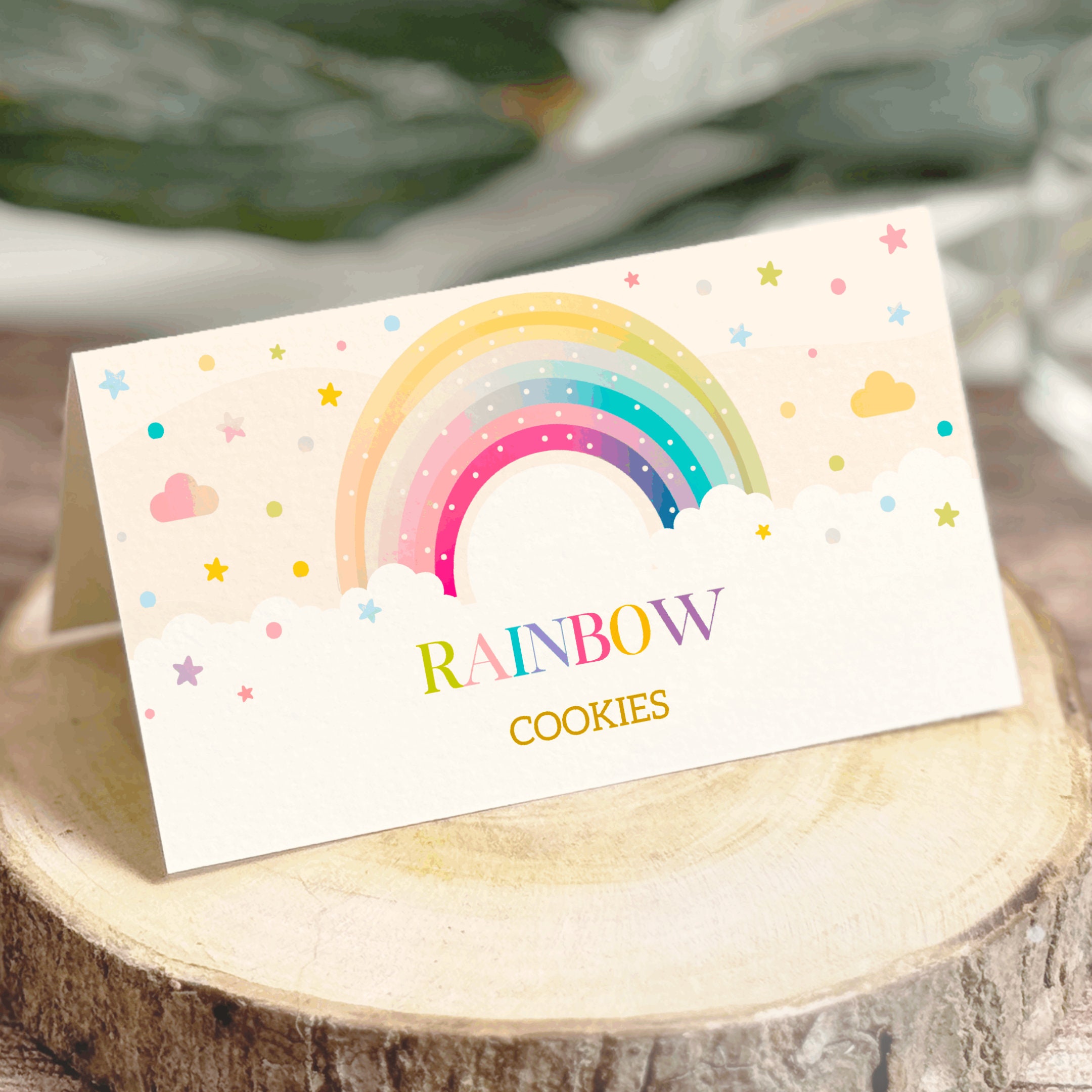 Editable Rainbow Food Label Tent Card Rainbow Name Tag Rainbow Place ...