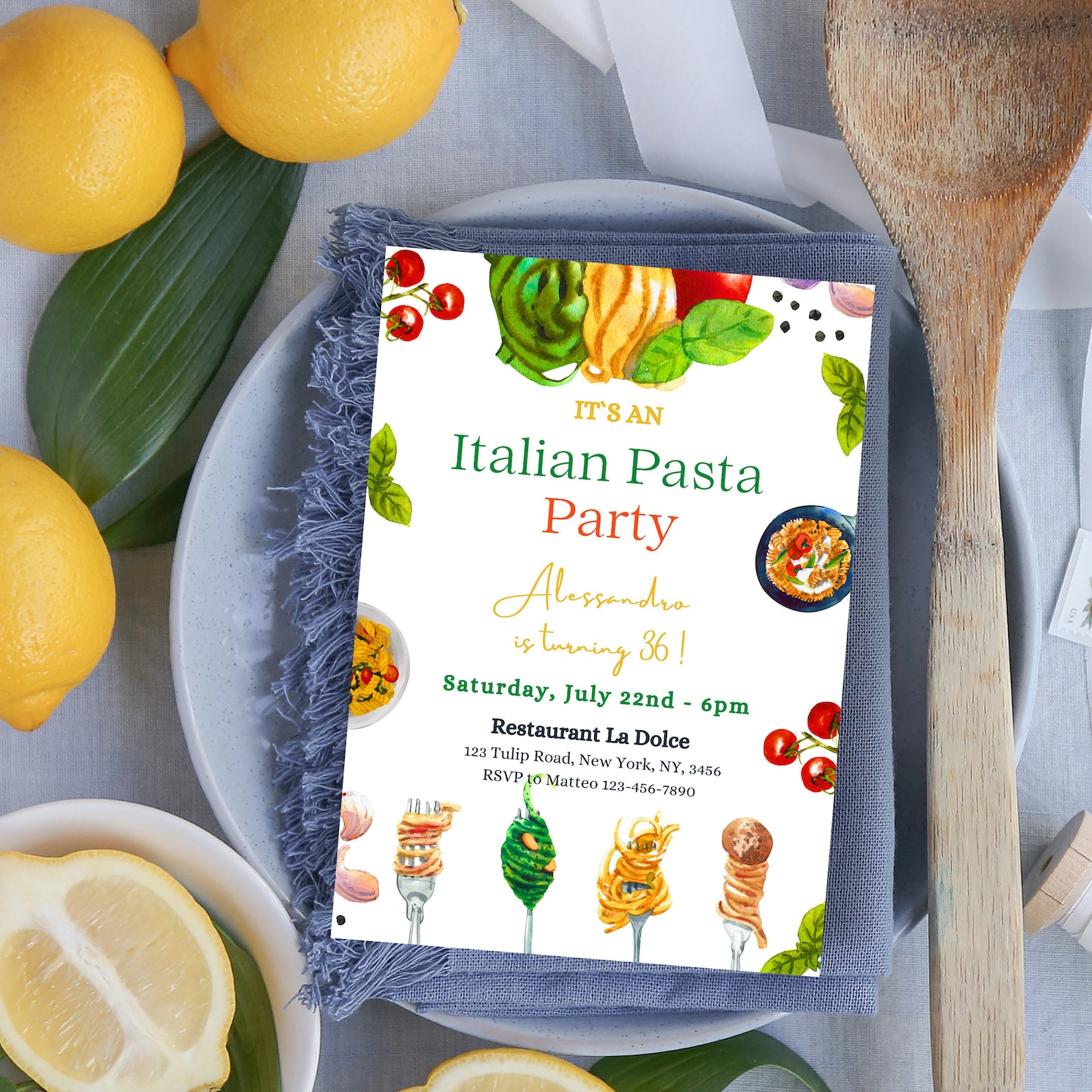 Editable Italian Birthday Party Italian Invitation Pasta Party ...