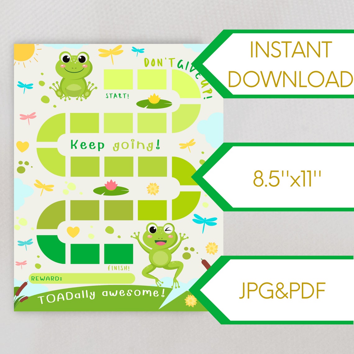 Baby Frog Reward Chart for Kids Daily Routine Chart Children Chore ...