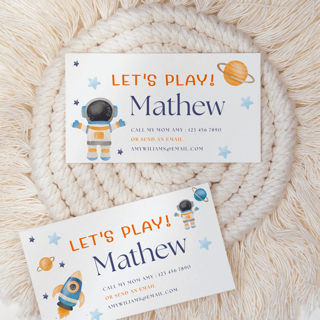 Kids Contact Cards Kids Playdate Cards Boys Keep in Touch for Kids ...