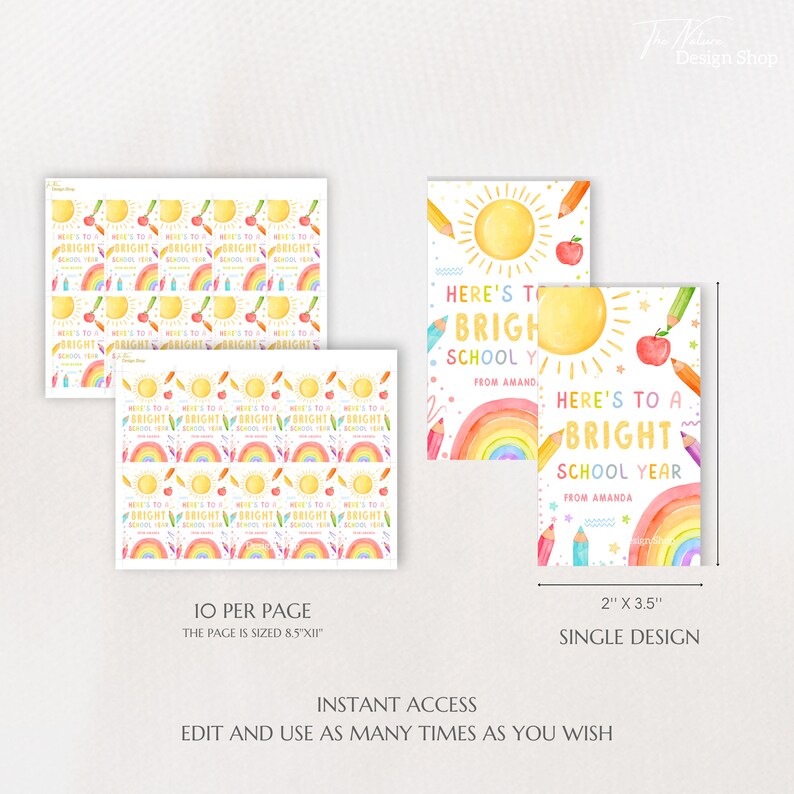 Editable Back to School Tag First Day of School Treat Tag School Gifts ...