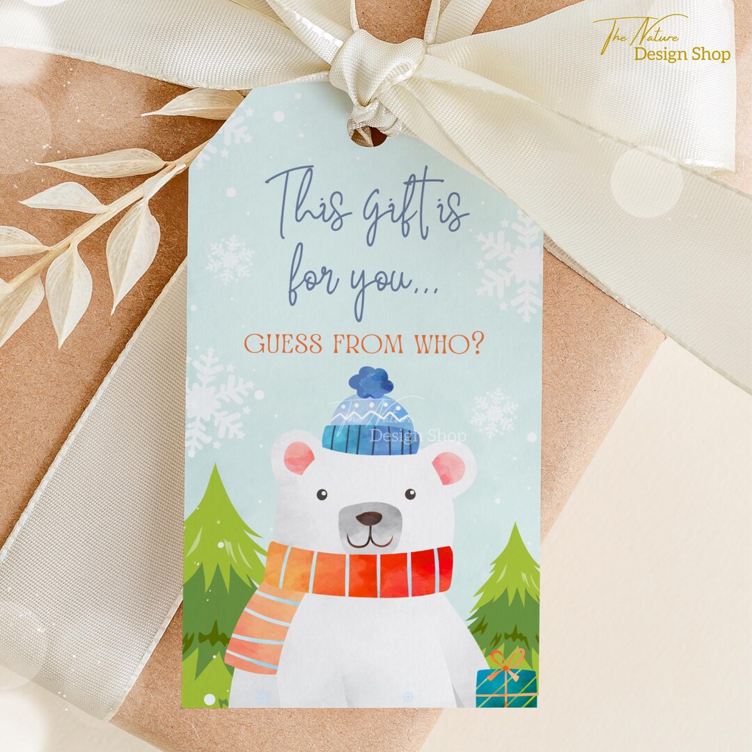 Editable Bear Tag Secret Santa Tags Secret Santa Gift Tag Secret Santa ...