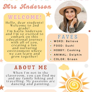 Meet the Teacher Editable Template Teacher Boho Rainbow Teacher Canva ...