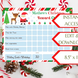 Editable Christmas Reward Chart for Kids Daily Routine Chart Kids Chore ...