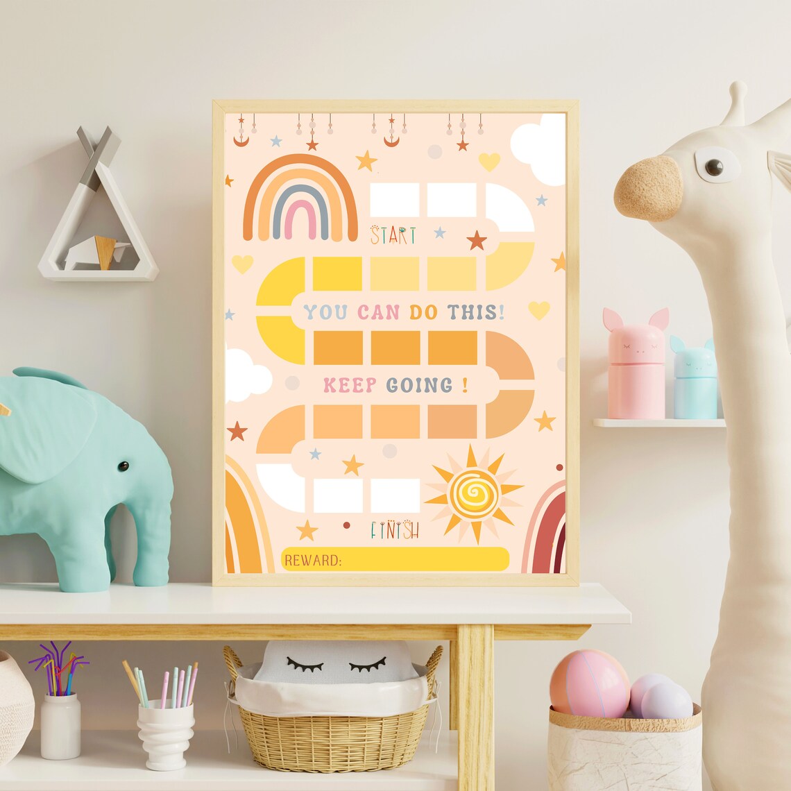 Boho Rainbow Reward Chart for Kids Daily Routine Chart Kids - Etsy