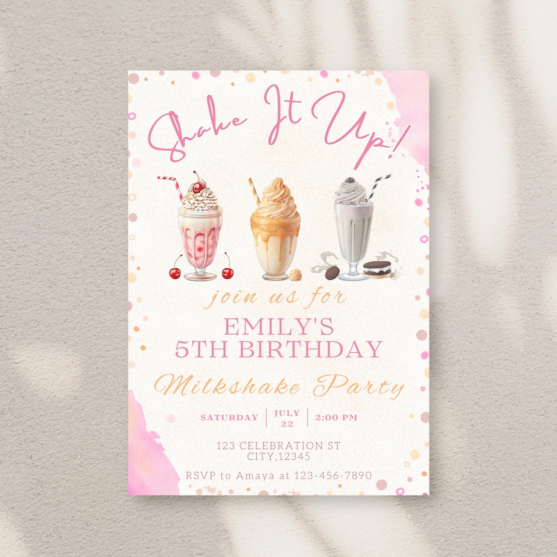 Shake Birthday Invitation 10th Birthday Patisserie Invitation - Etsy
