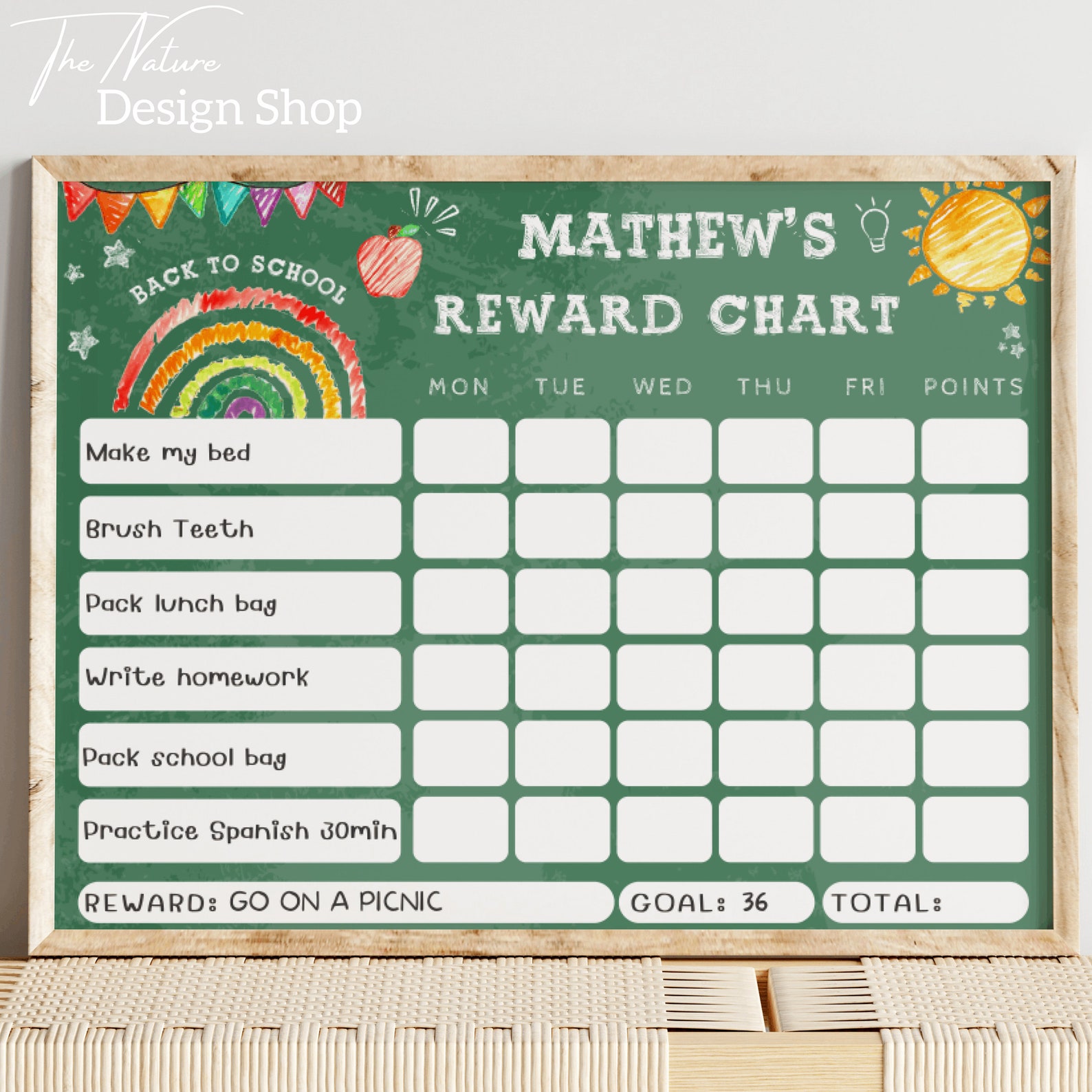 EDITABLE Back to School Kids Reward Chart School Routine - Etsy