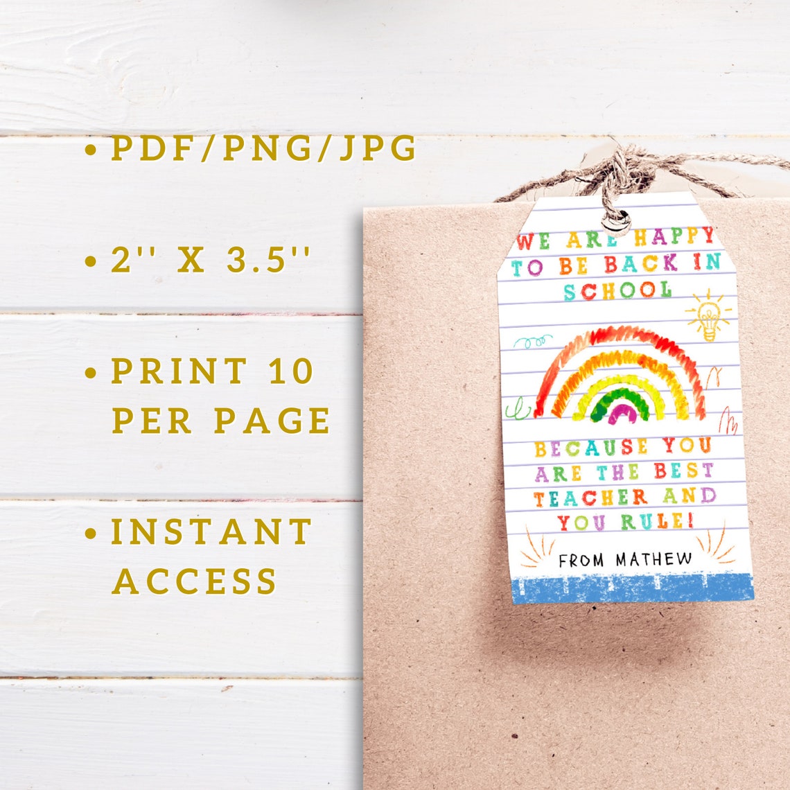 Teacher Gift Tag Teacher Appreciation Tags School Treat Tag - Etsy