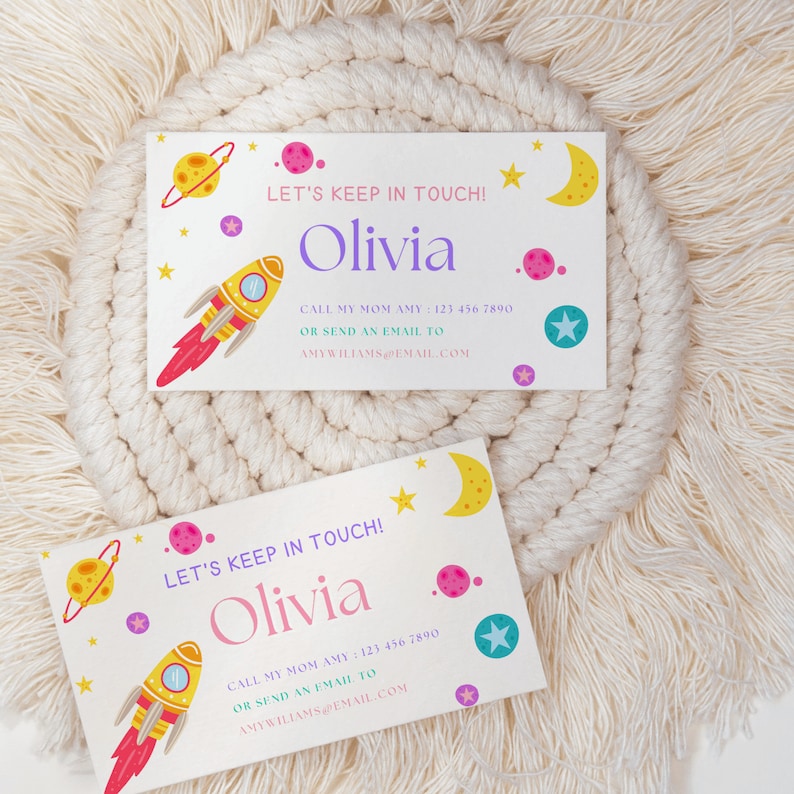 Kids Contact Cards Kids Calling Cards for Girls Keep in Touch for Kids ...