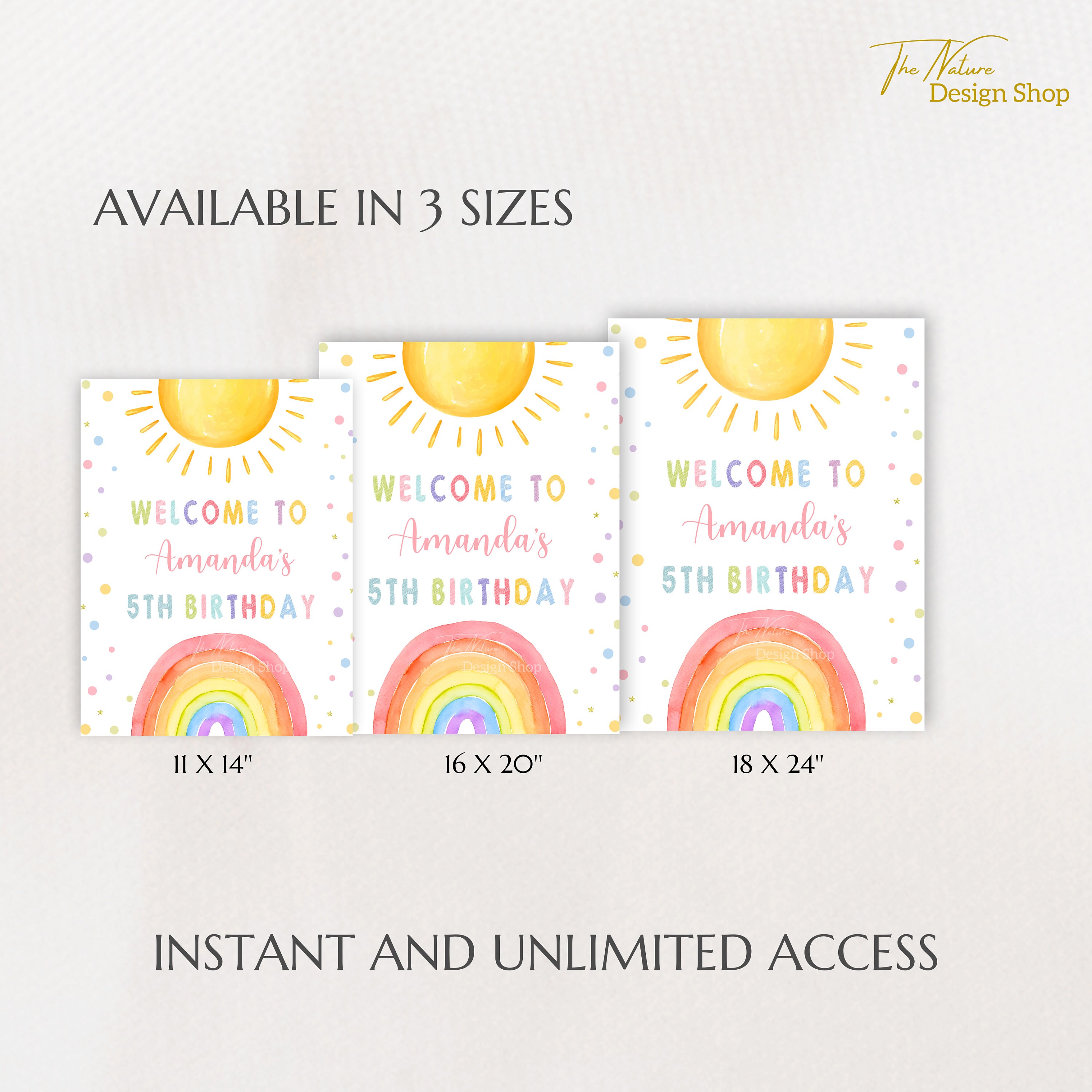 Editable Rainbow Welcome Sign Birthday Welcome Sign Rainbow Birthday ...