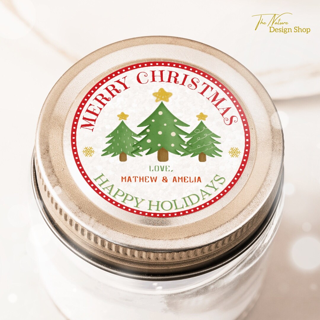 Merry Christmas Sticker Template Christmas Jar Sticker Christmas ...