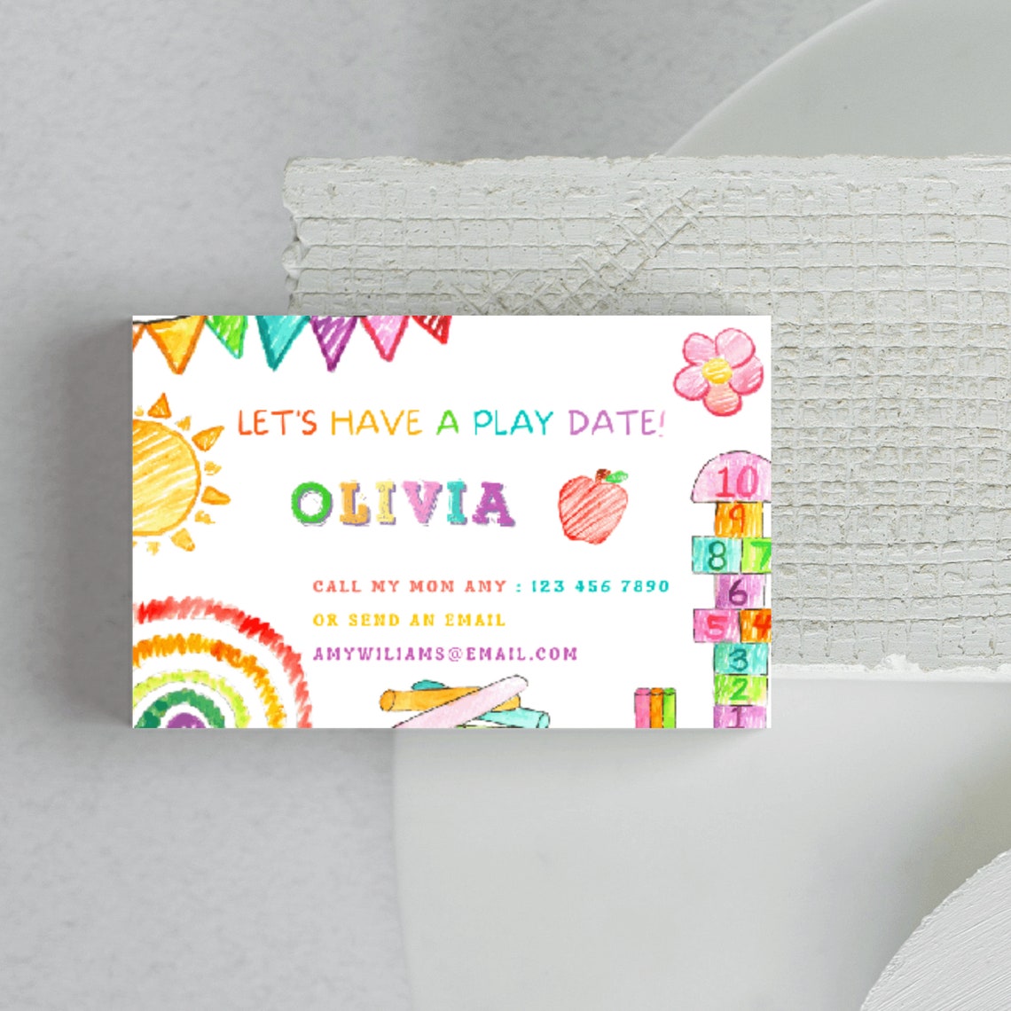 Back to School Kids Contact Cards Kids Business Cards Keep in Touch ...