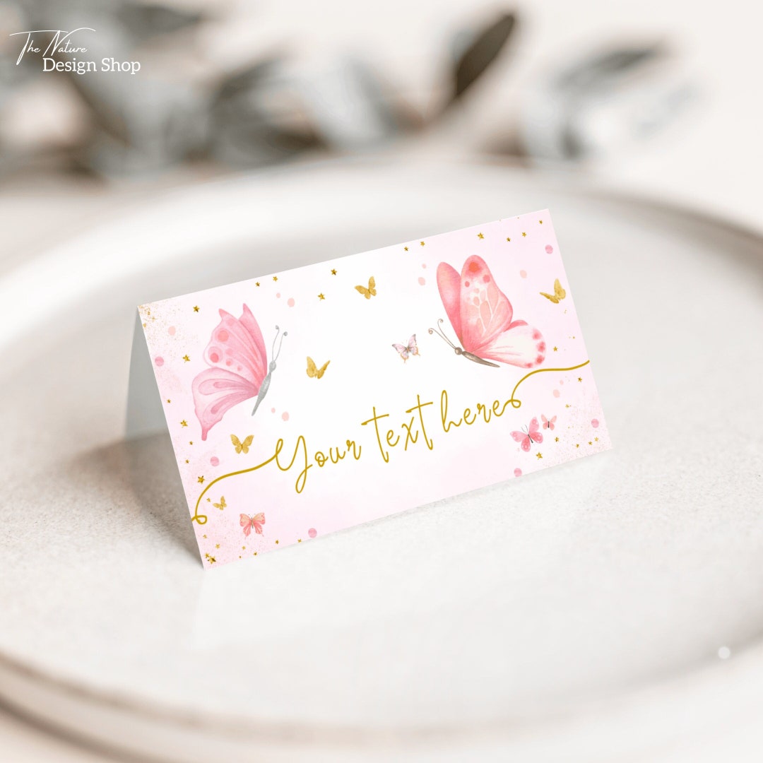 Editable Butterfly Food Label Tent Card Butterfly Birthday Food Card ...