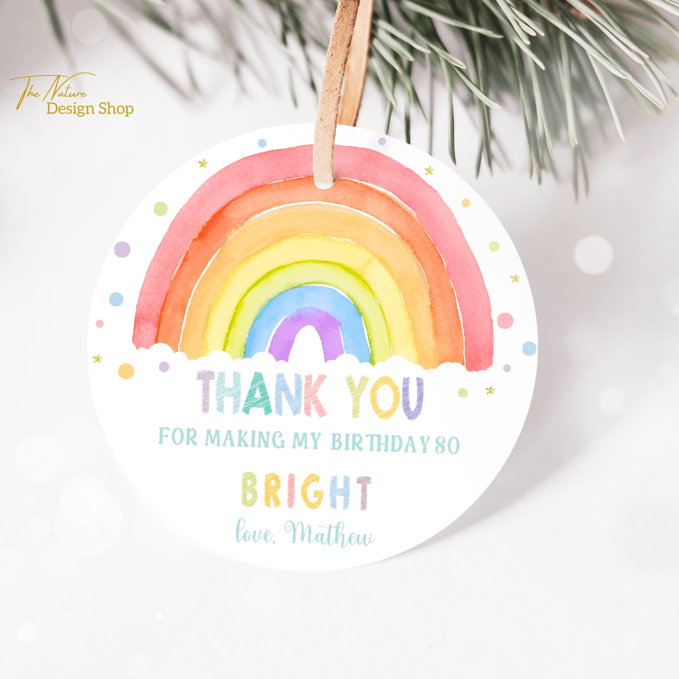 Editable Rainbow Favor Tag Rainbow Thank You Tag Rainbow Birthday Favor ...