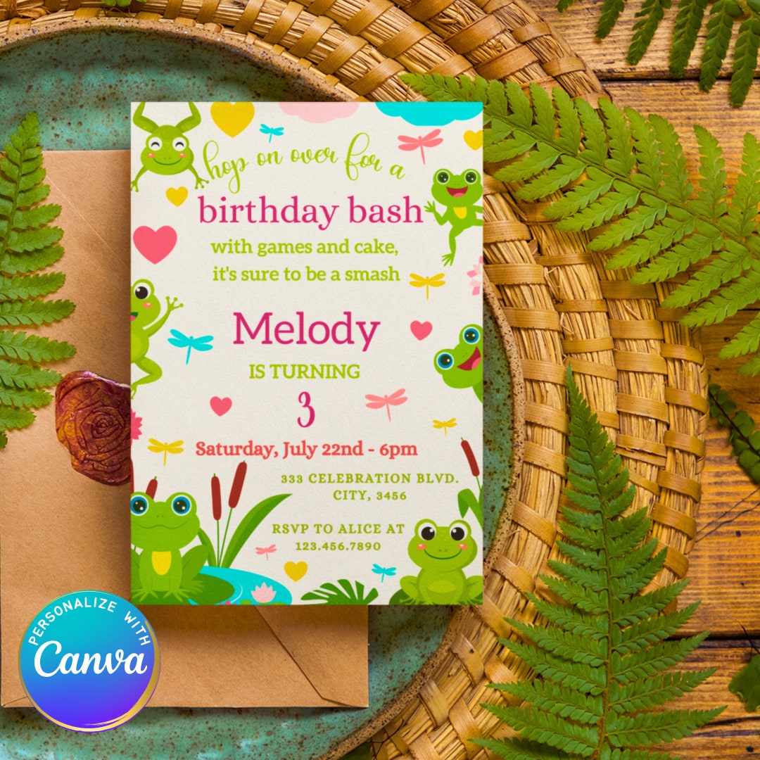 Invitación de cumpleaños de rana Invitación de fiesta de rana ...