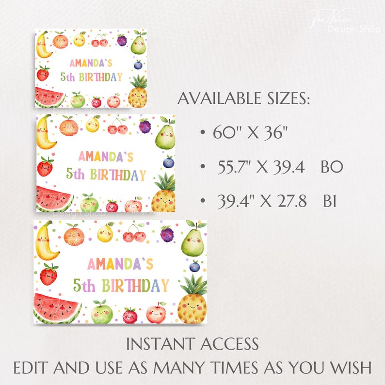 EDITABLE Fruit Backdrop Fruit Birthday Banner Fruit Birthday Decoration ...
