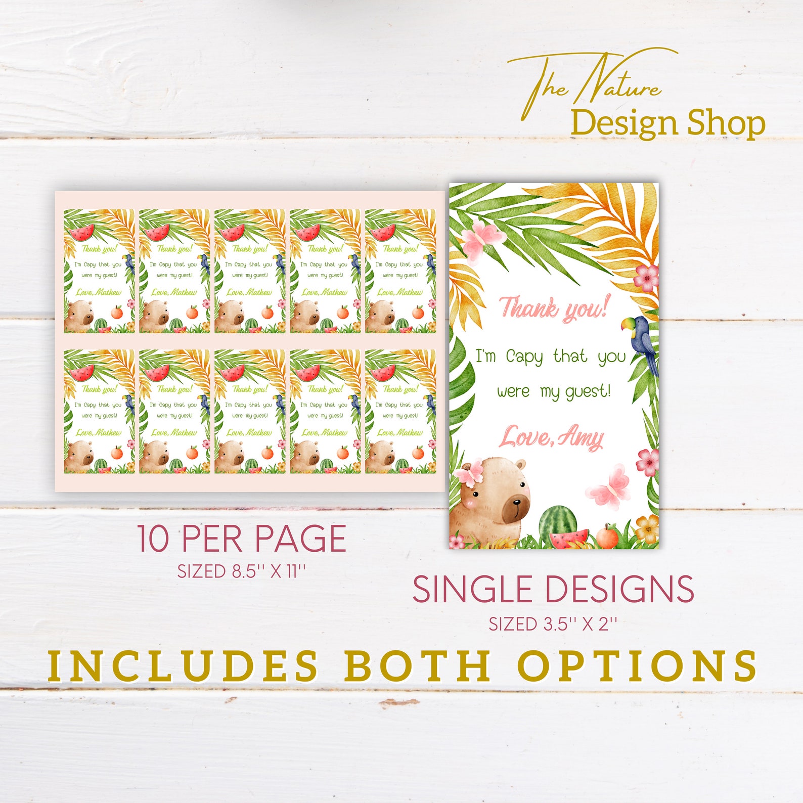 Editable Capybara Birthday Tag Capybara Favor Tags Capybara Thank You ...