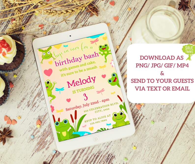Frog Birthday Invitation Frog Party Invite Frog Invitations - Etsy