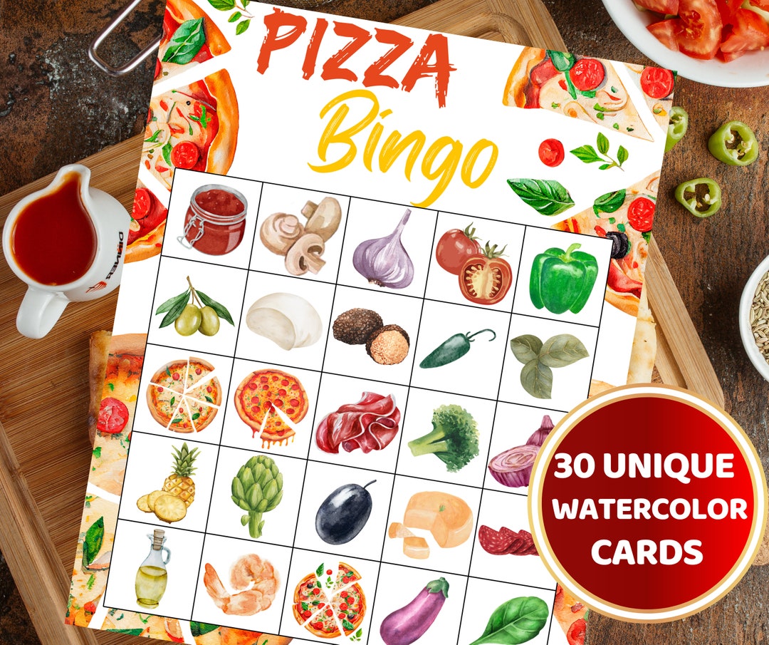 Pizza Bingo Pizza Birthday Bingo Game Kids Birthday Bingo Pizza Party ...
