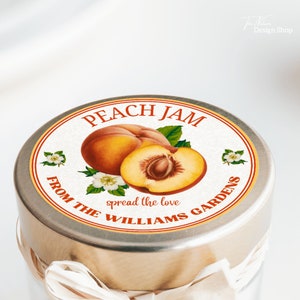 Editable Peach Jam Sticker Peach Jam Favor Stickers Template Jam Jar ...