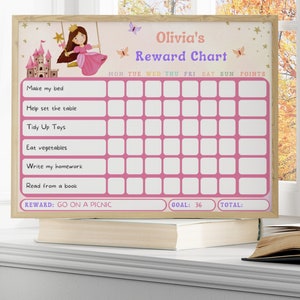 Editable Princess Reward Chart for Girls Daily Routine Chart Princess ...