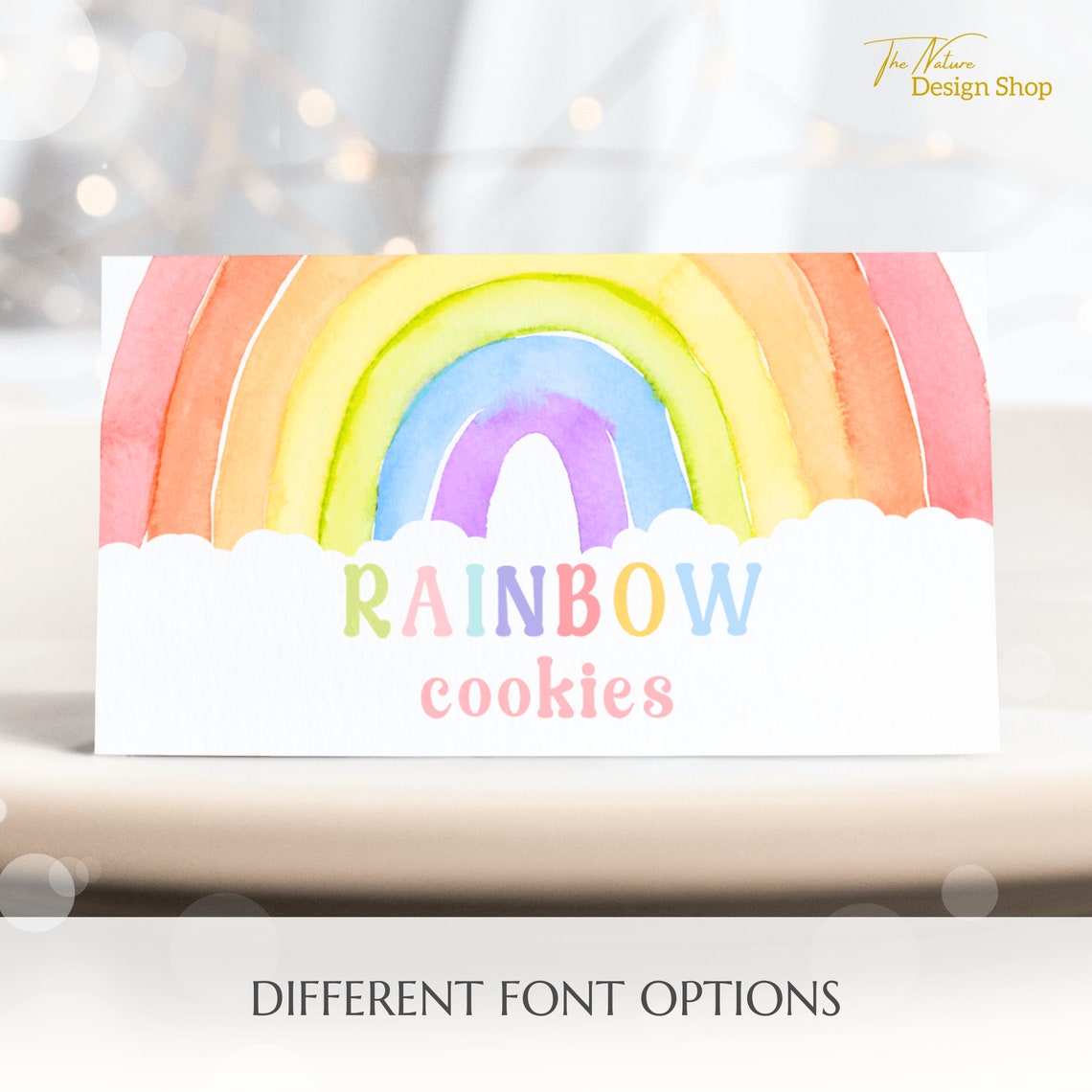 Editable Rainbow Food Label Tent Card Rainbow Name Tag Rainbow Place ...