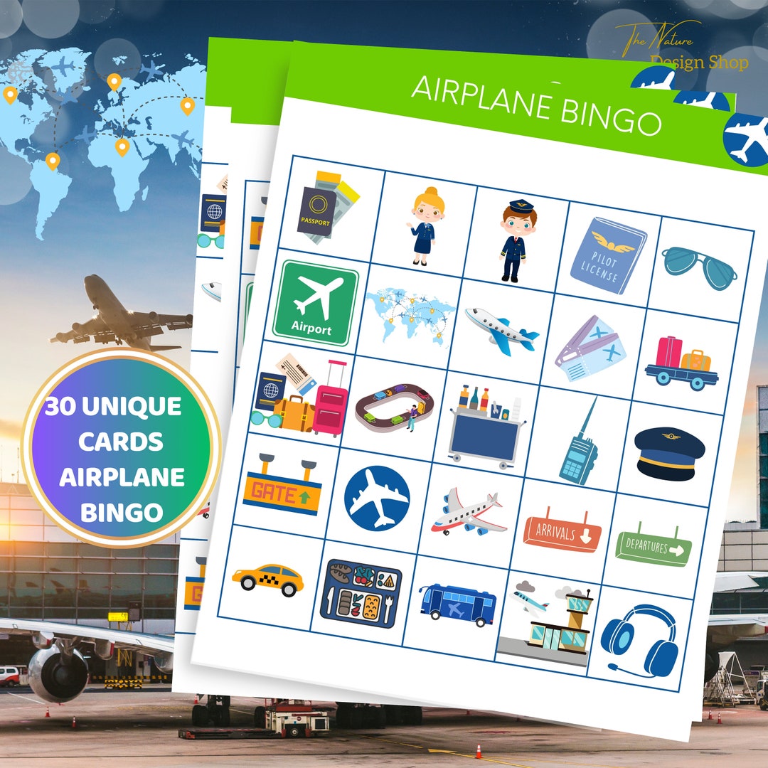 Airplane Kids Bingo 30 Bingo Cards - Etsy