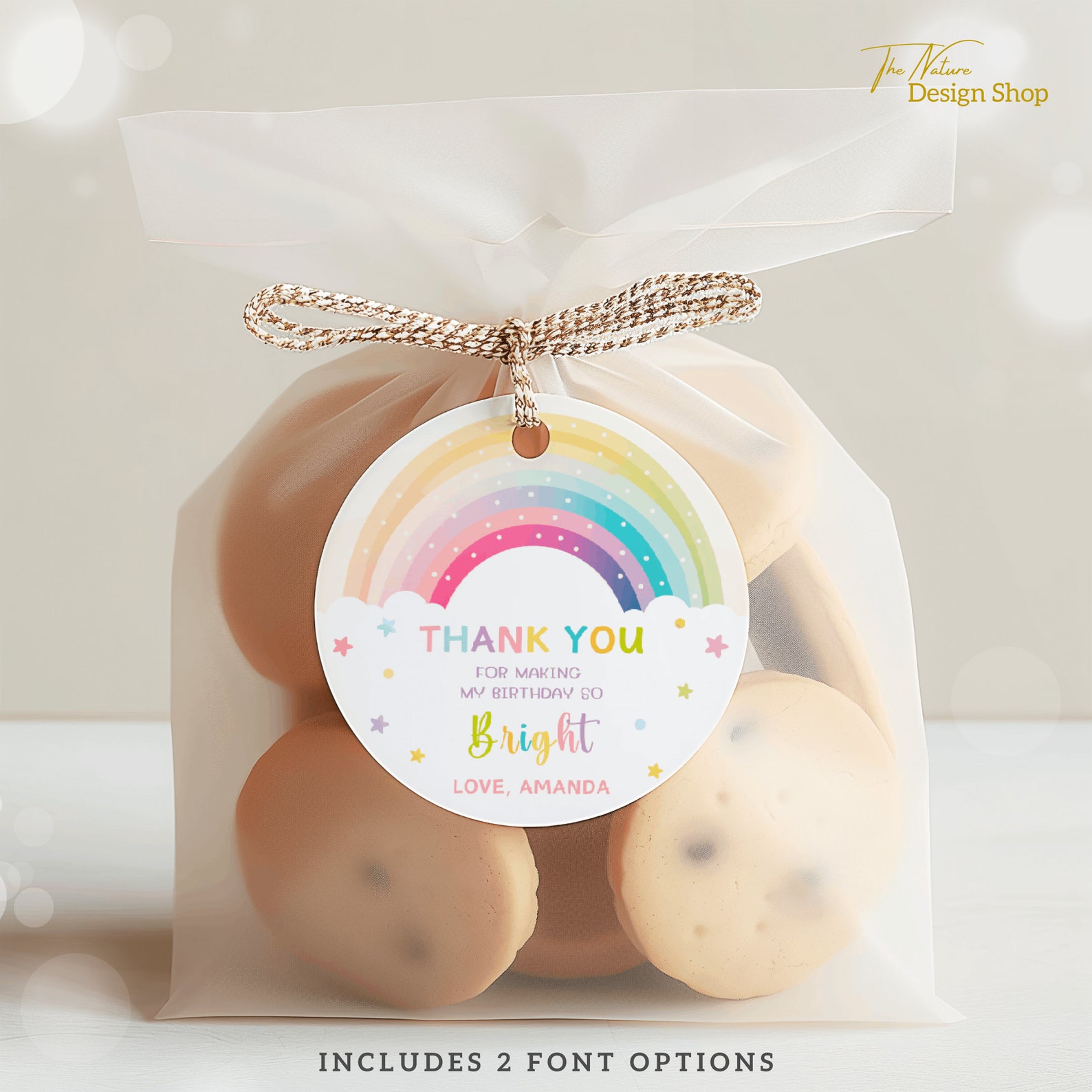 Editable Rainbow Favor Tag Rainbow Thank You Tag Rainbow Birthday Favor ...