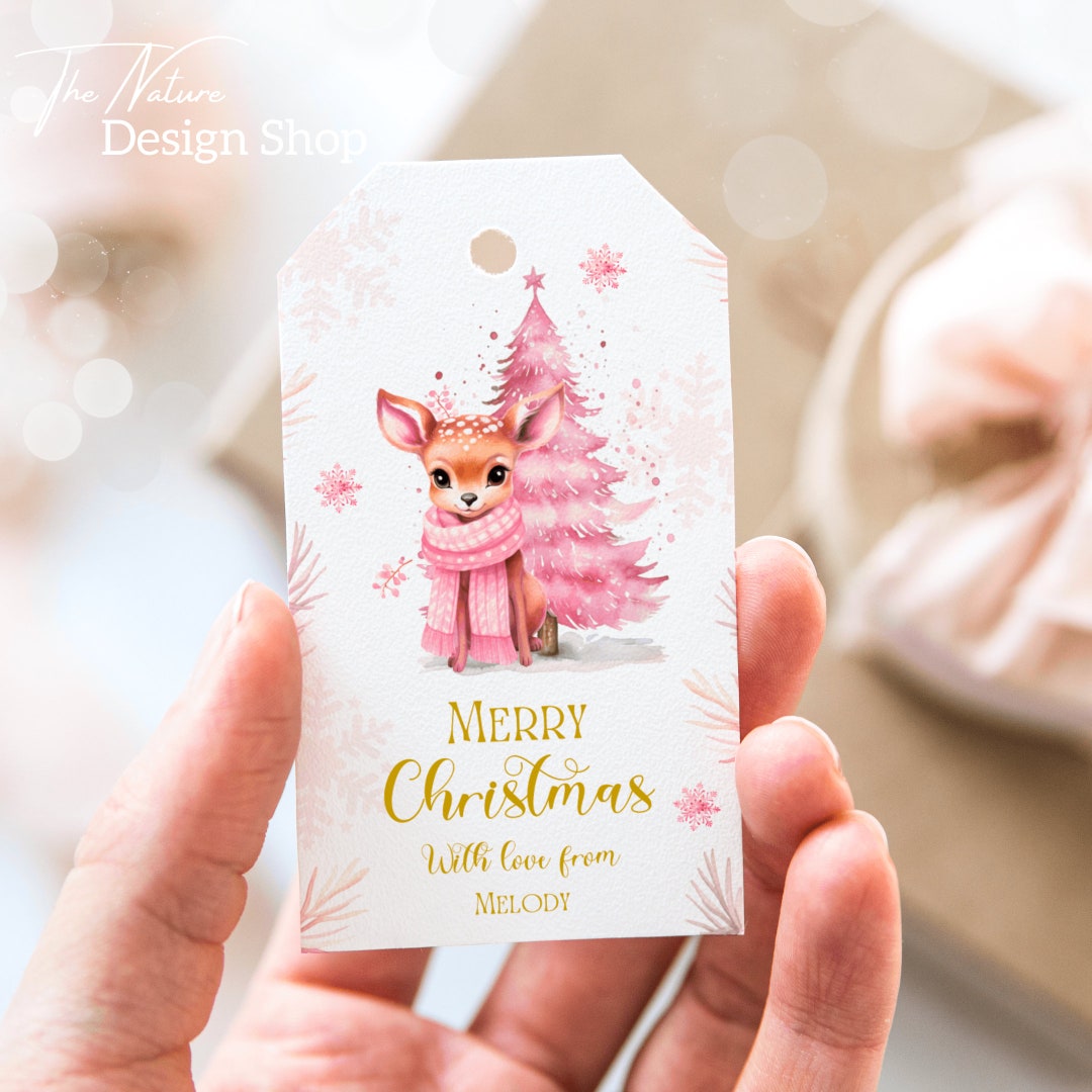Pink Christmas Tag Pink Christmas Favor Tag Printable Pastel Christmas ...