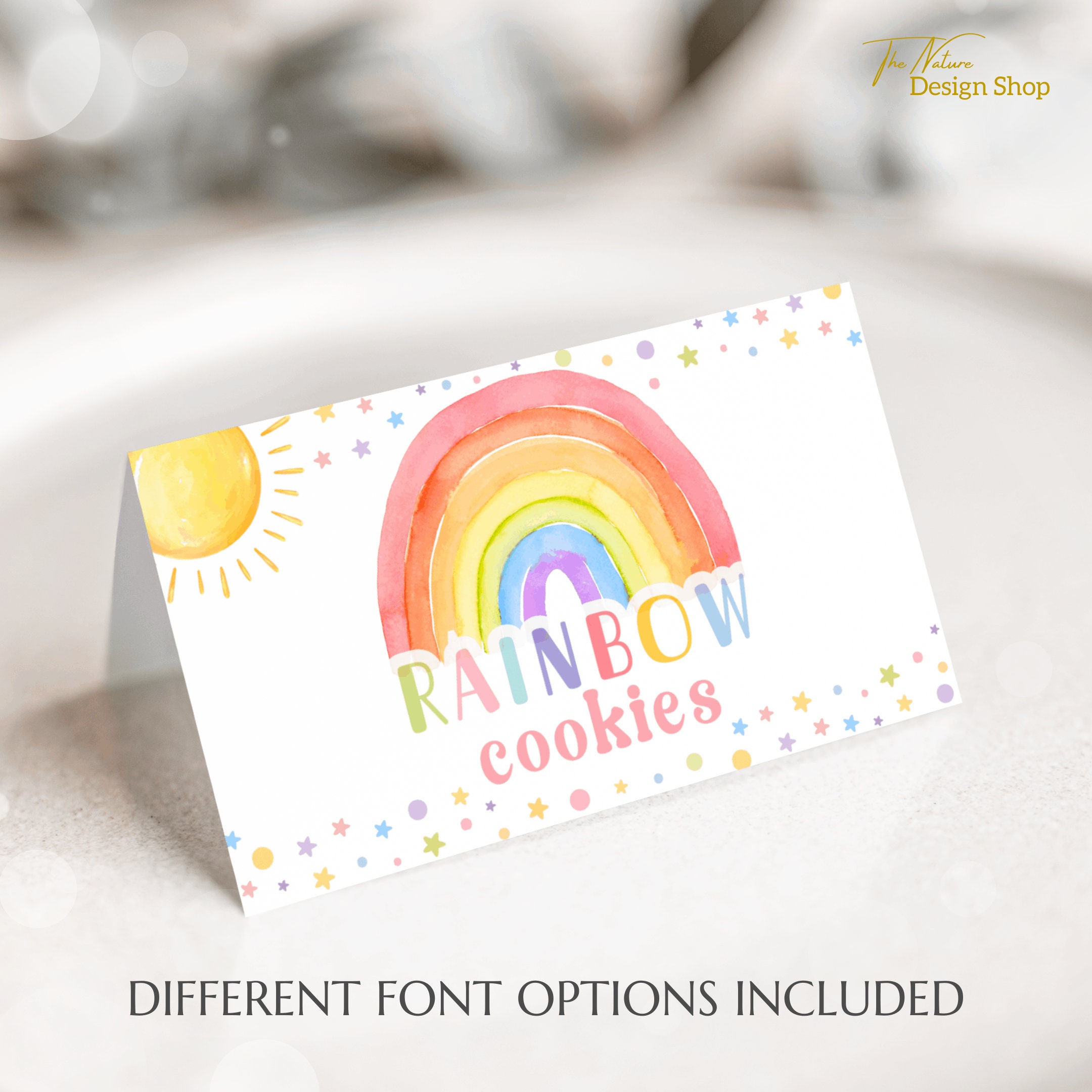 Editable Rainbow Food Label Tent Card Rainbow Name Tag Rainbow Place ...