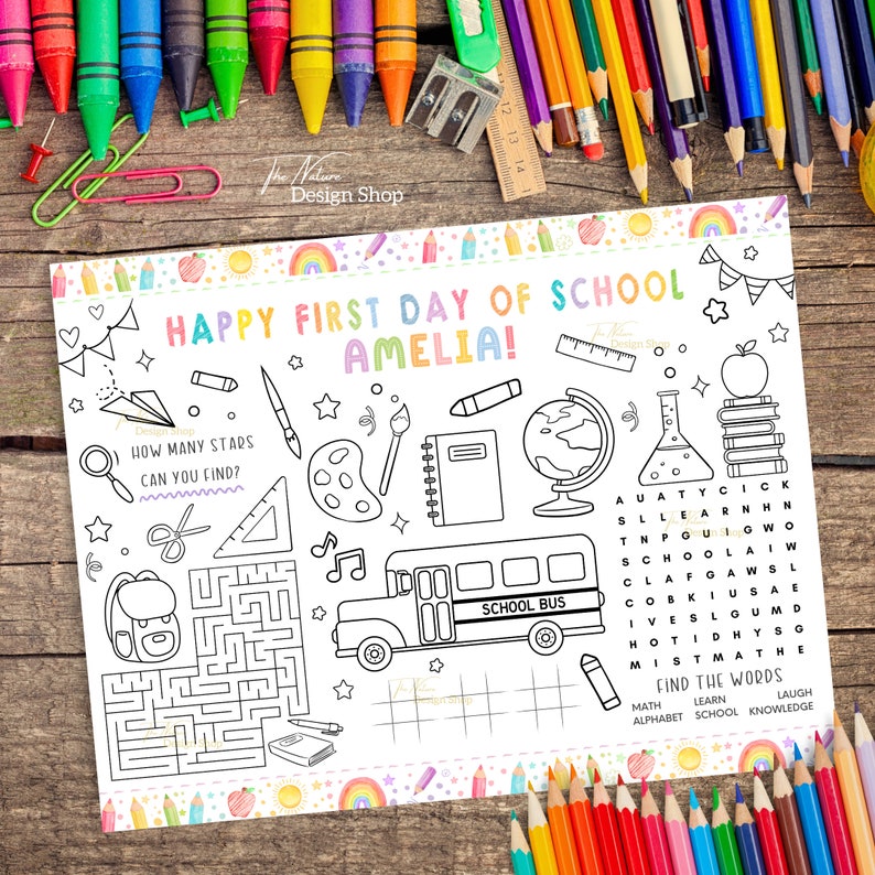Editable Back to School Activity Placemat First Day of School Worksheet ...