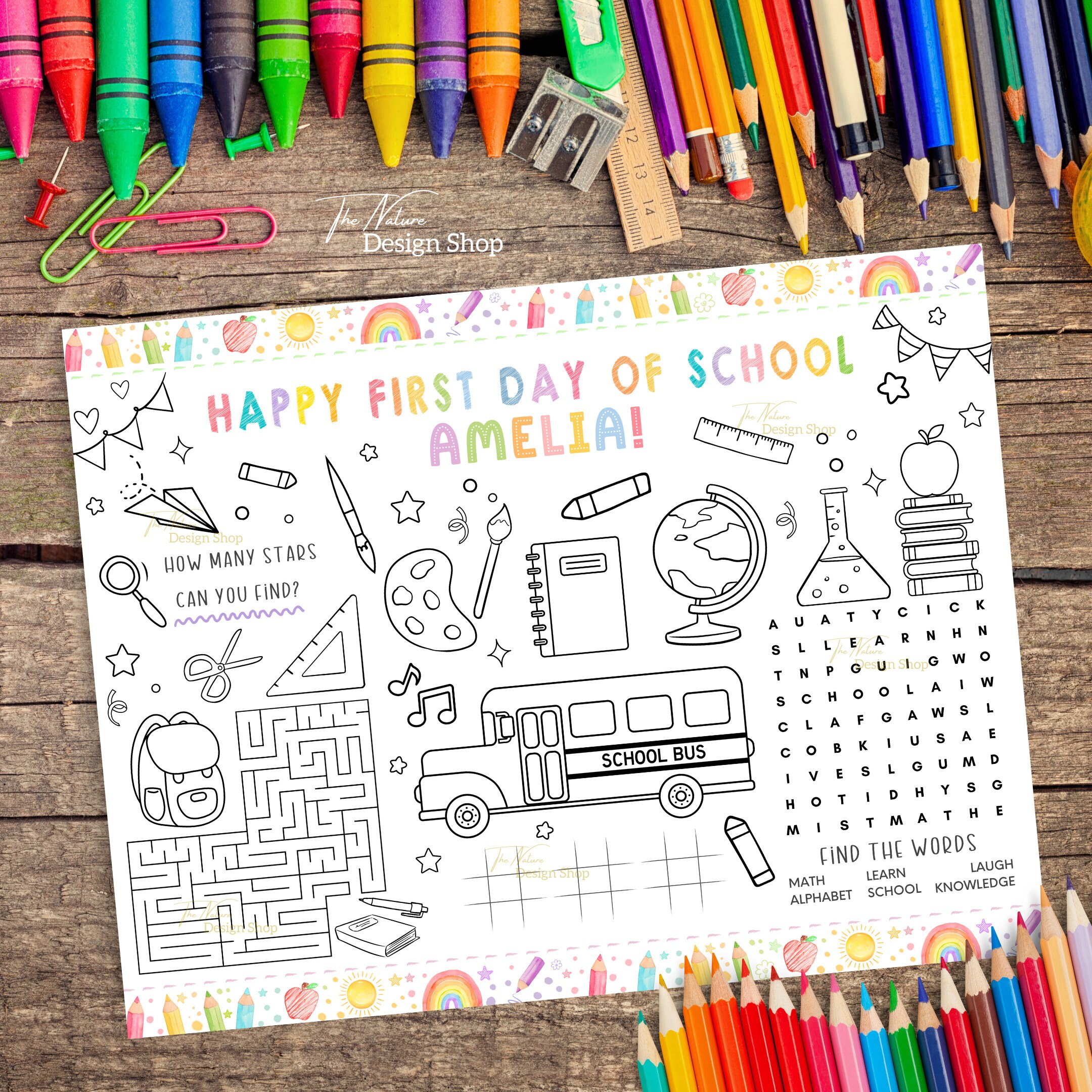 Editable Back to School Activity Placemat First Day of School Worksheet ...