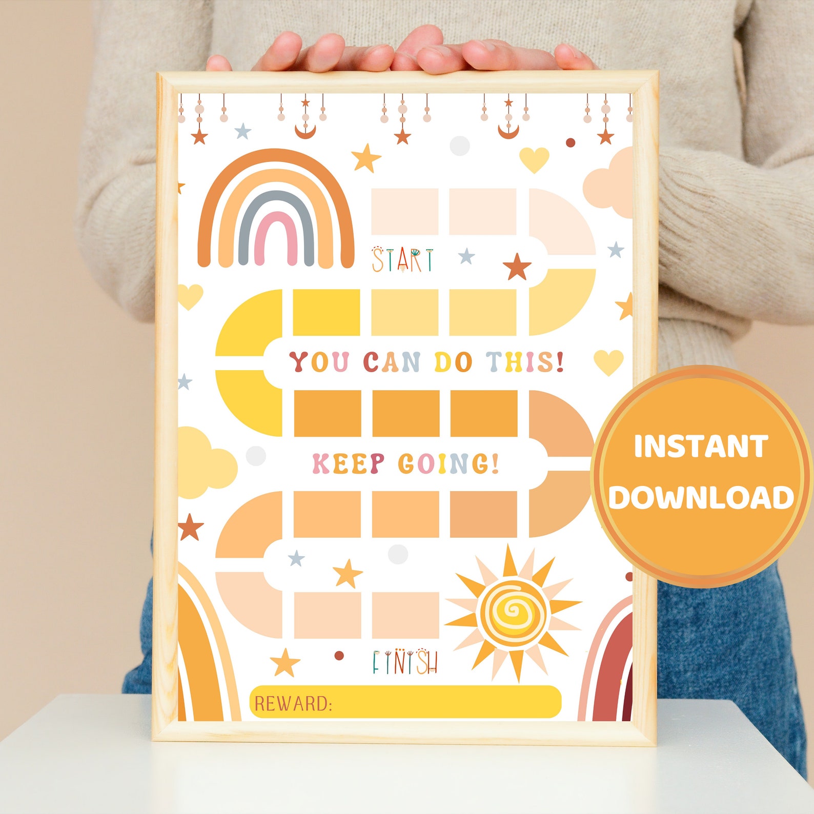 Boho Rainbow Reward Chart for Kids Daily Routine Chart Kids Chore Chart ...