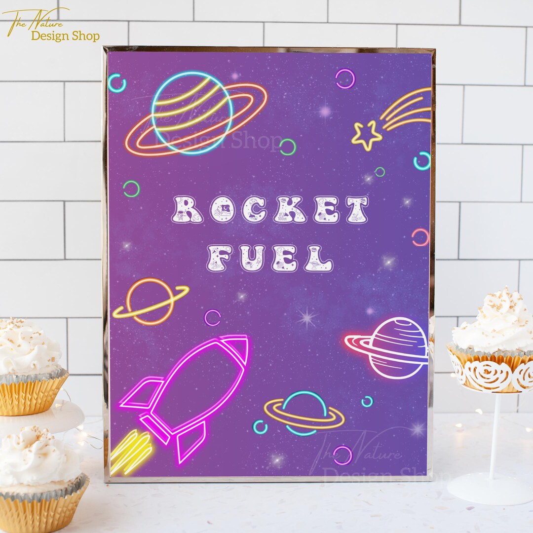 Space Party Sign Rocket Fuel Sign Digital Space Party Sign Outer Space ...