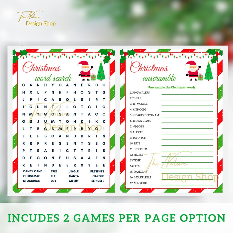 Christmas Word Search Games Christmas Word Search for Kids - Etsy