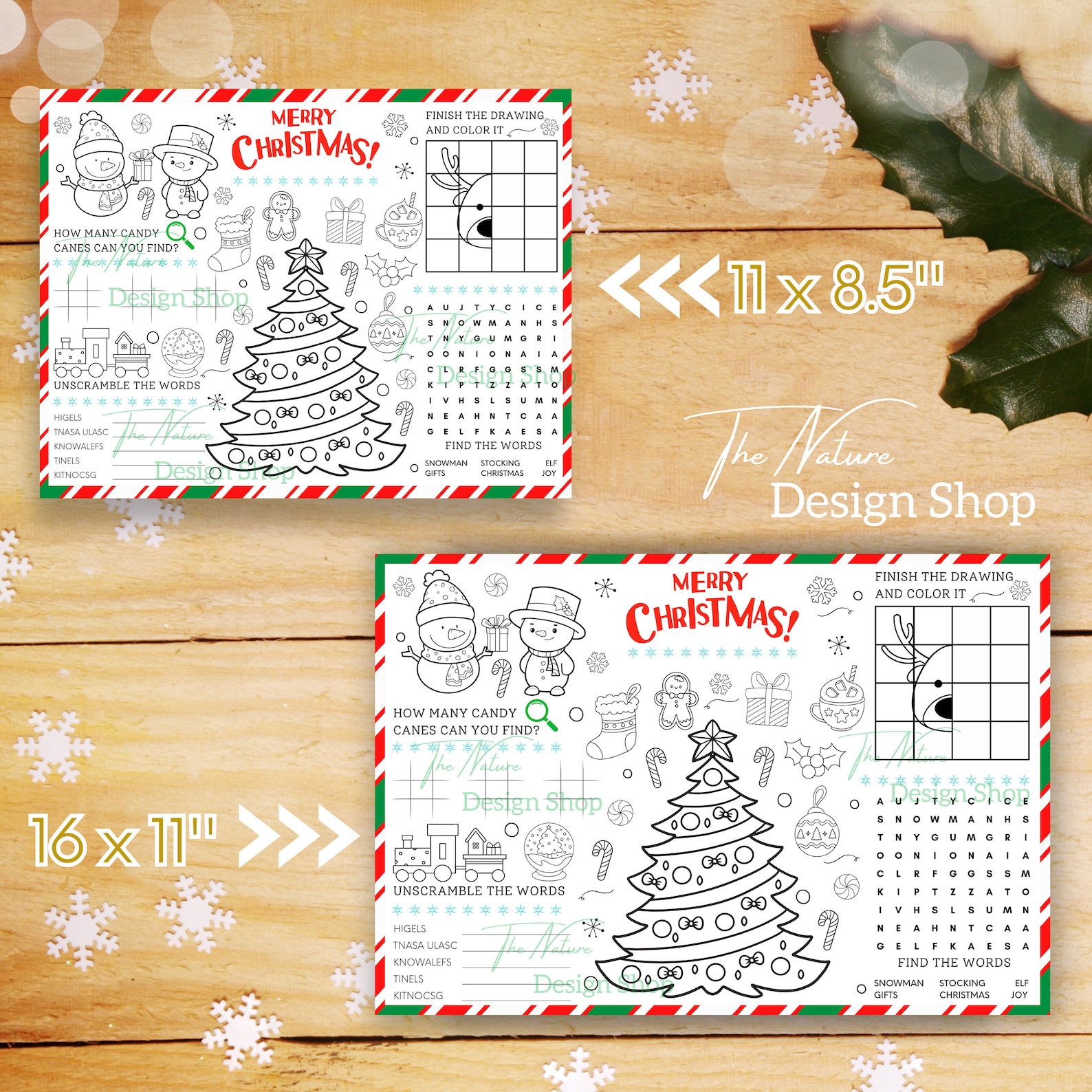 Christmas Coloring Placemats Christmas Activity Placemat Christmas ...