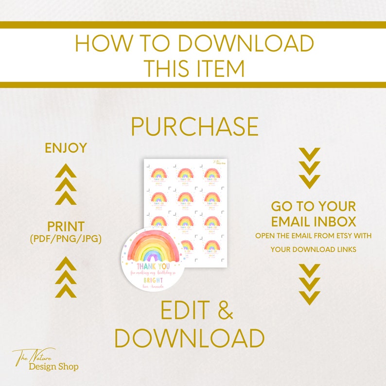 Editable Rainbow Favor Tag Rainbow Thank You Tag Rainbow Birthday Favor ...