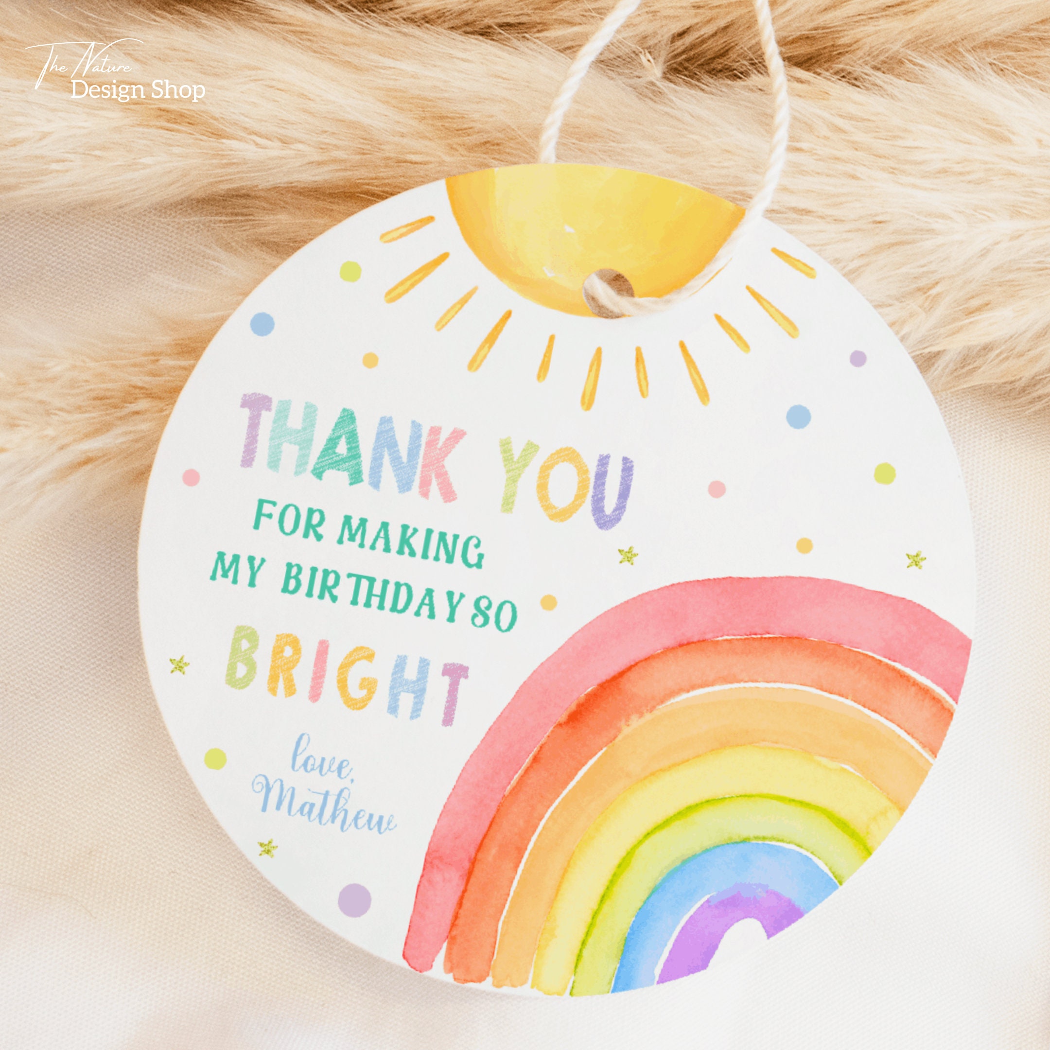 Editable Rainbow Favor Tag Rainbow Thank You Tag Rainbow Birthday Favor ...