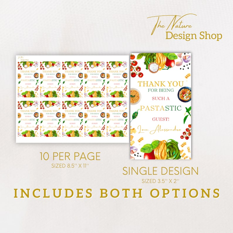 Editable Pasta Gift Tag Pasta Party Favor Tag Pasta Dinner Party ...